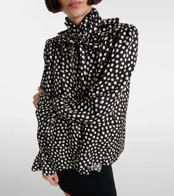 Chloé Polka-dot Tie-neck Silk Blouse - Black