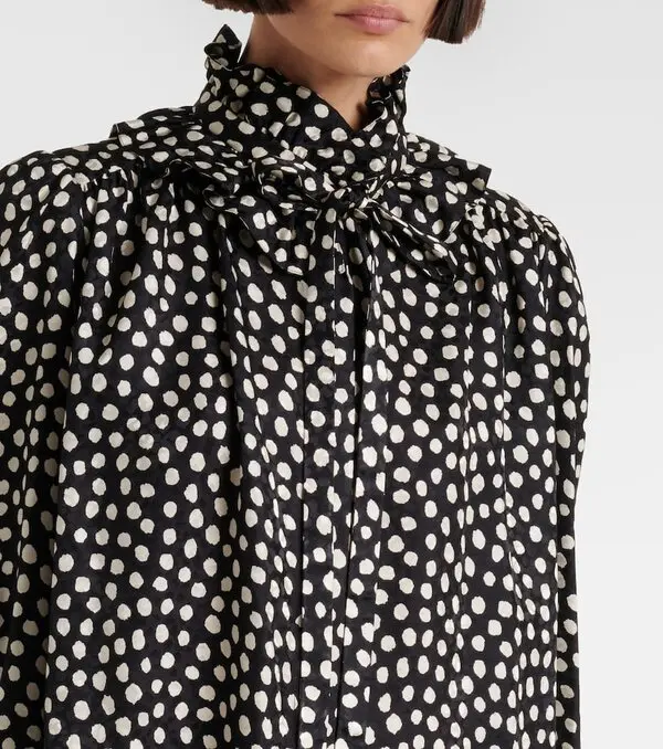 Chloé Polka-dot Tie-neck Silk Blouse - Black