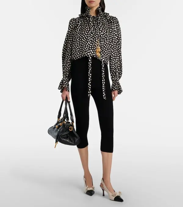 Chloé Polka-dot Tie-neck Silk Blouse - Black