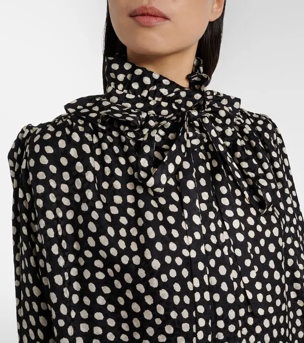 Chloé Polka-dot Tie-neck Silk Blouse - Black