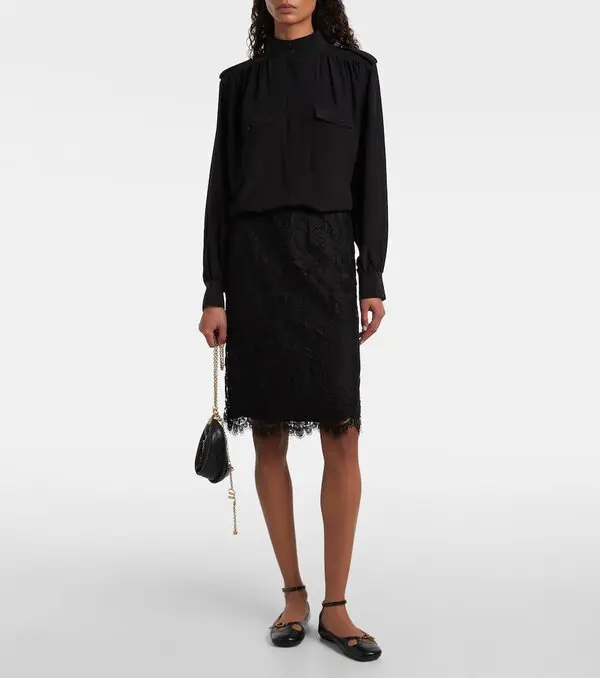 Chloé Floral Lace Miniskirt - Black