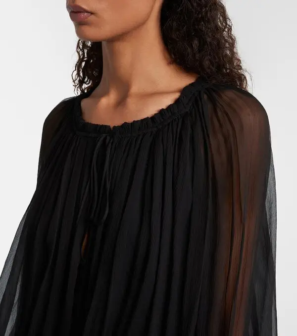 Chloé Draped Silk Mini Dress - Black