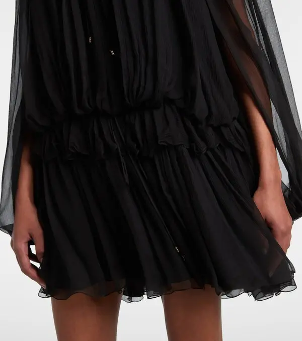 Chloé Draped Silk Mini Dress - Black