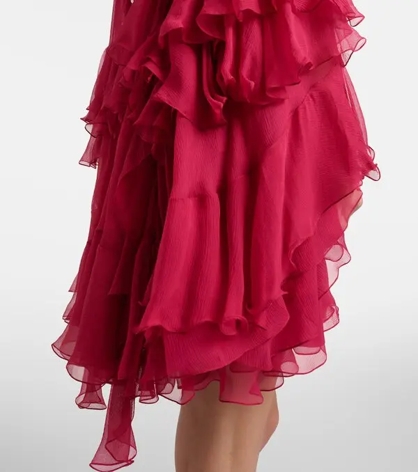 Chloé Ruffled Silk Muslin Minidress In Tender Peach - Pink