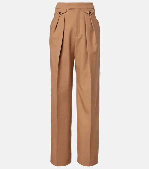 Chloé Virgin Wool Gabardine Wide-leg Pants - Brown