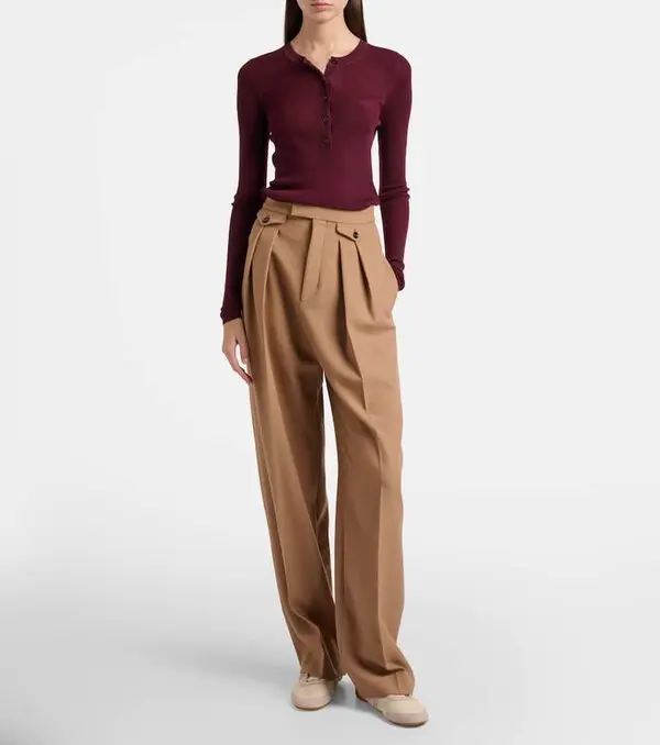 Chloé Virgin Wool Gabardine Wide-leg Pants - Brown