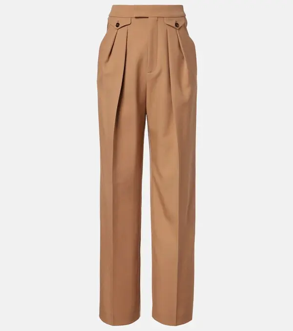 Chloé Virgin Wool Gabardine Wide-leg Pants - Brown