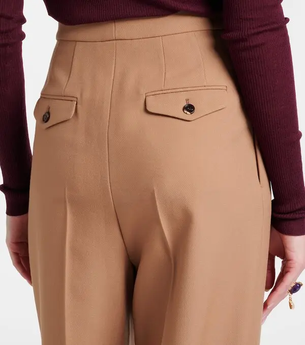 Chloé Virgin Wool Gabardine Wide-leg Pants - Brown