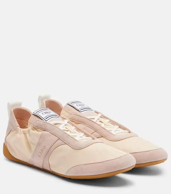 Chloé Kick Suede-trimmed Sneakers - Pink