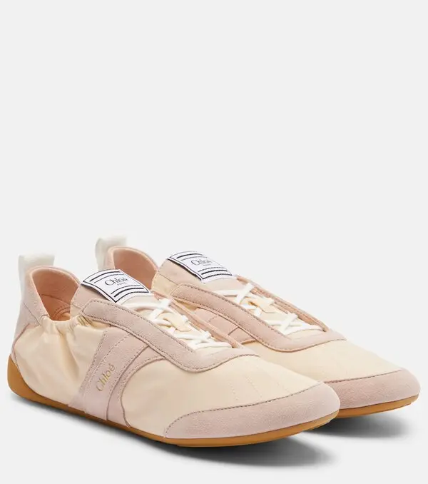 Chloé Kick Suede-trimmed Sneakers - Pink