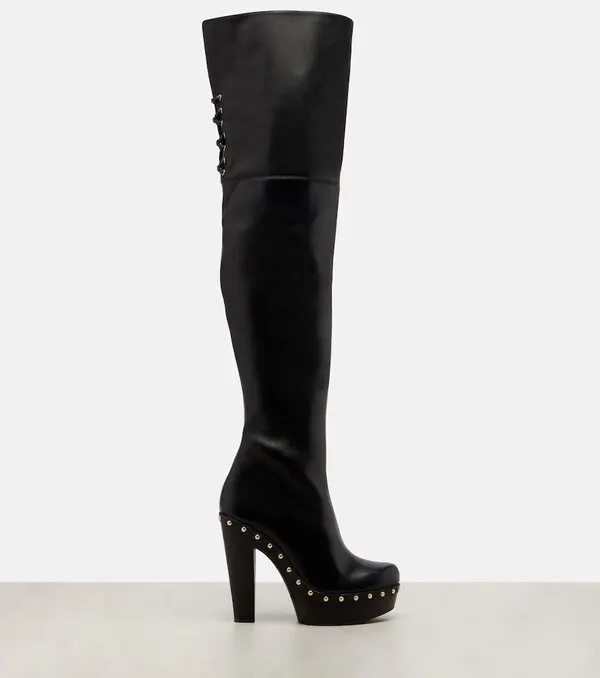 Chloé Lola Studded Leather Over-the-knee Boots - Black