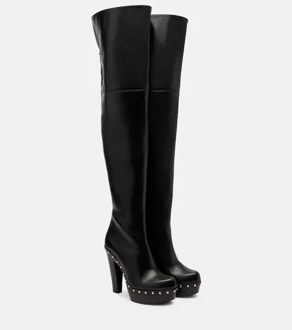 Chloé Lola Studded Leather Over-the-knee Boots - Black