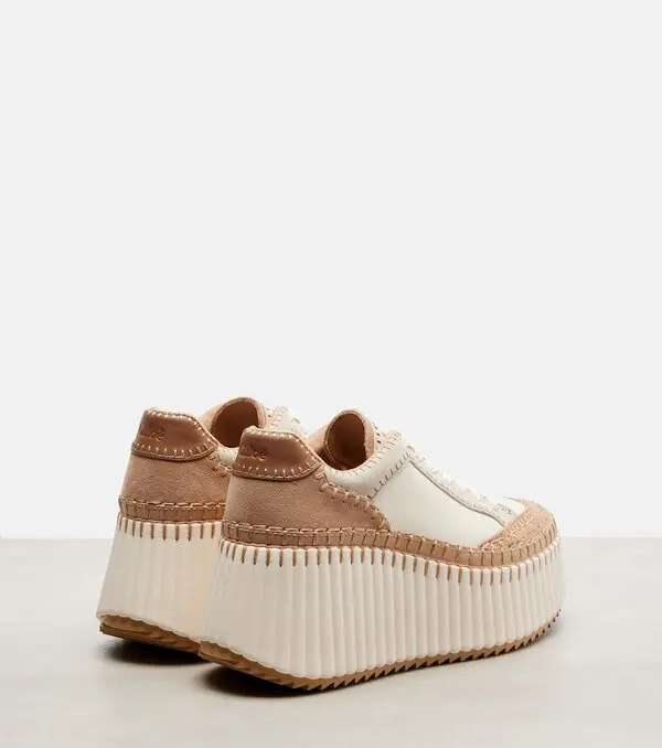 Chloé Nama Leather Platform Sneakers - Neutrals