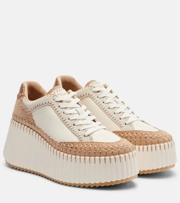 Chloé Nama Leather Platform Sneakers - Neutrals