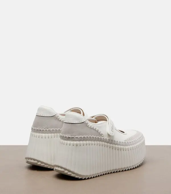 Chloé Nama Leather Platform Sneakers - White