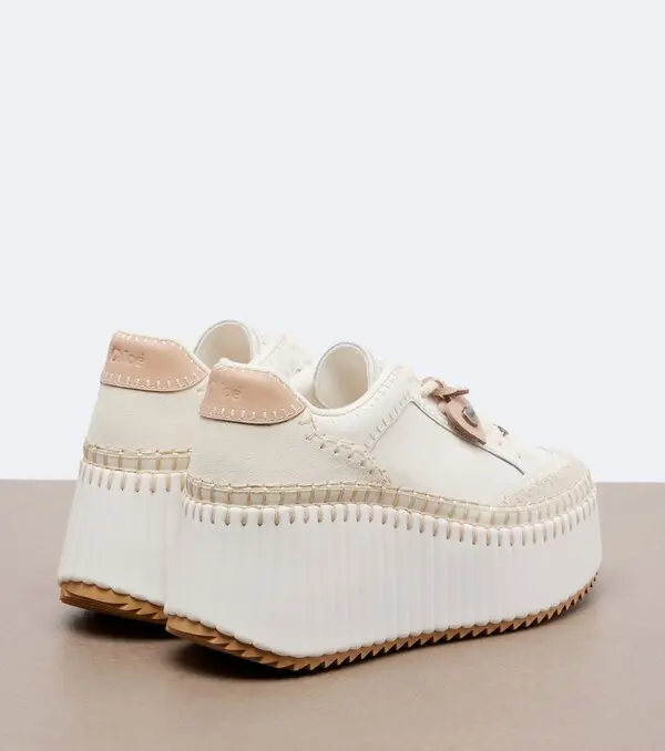 Chloé Nama Leather Platform Sneakers - White