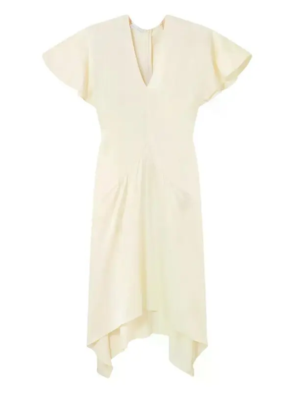 Stella McCartney V-neck Short-sleeve Midi Dress - Neutrals