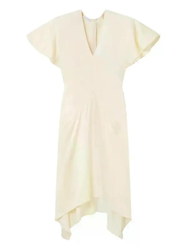 Stella McCartney V-neck Short-sleeve Midi Dress - Neutrals