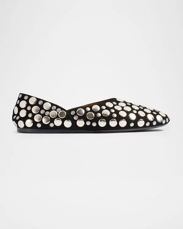 Khaite Jane Studded Leather Ballerina Flats - Black