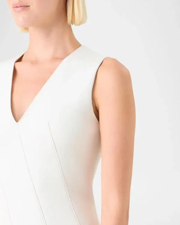 Akris Techno Neoprene Fit-and-flare Dress - Ecru