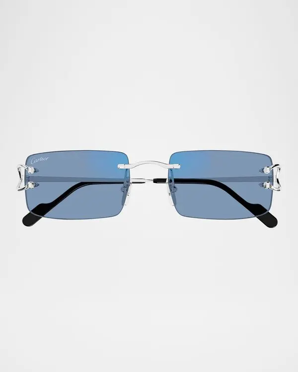 CARTIER Rimless Rectangle Sunglasses - Silver