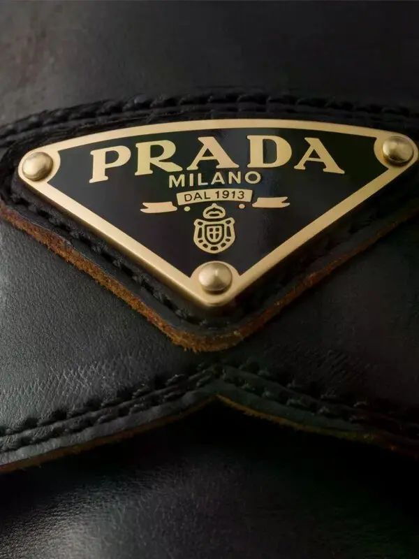 Prada Logo Triangle Leather Loafers - Black