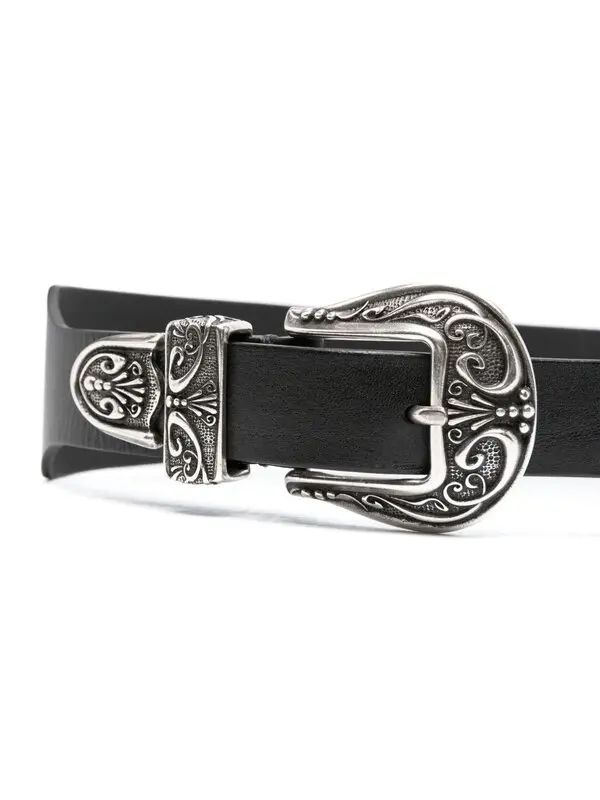 GOLDEN GOOSE Double Buckle Leather Belt - Black