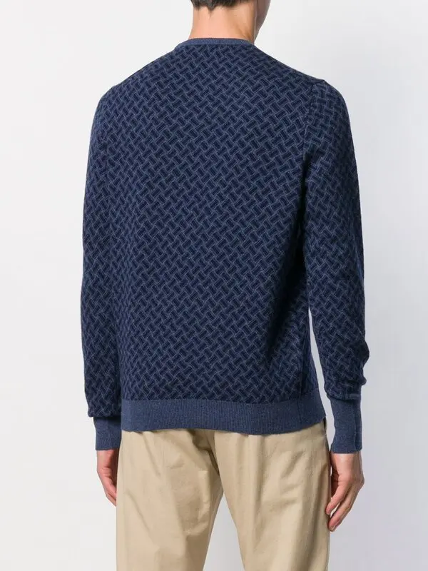 DRUMOHR Herringbone Crew Neck Sweater - Blue