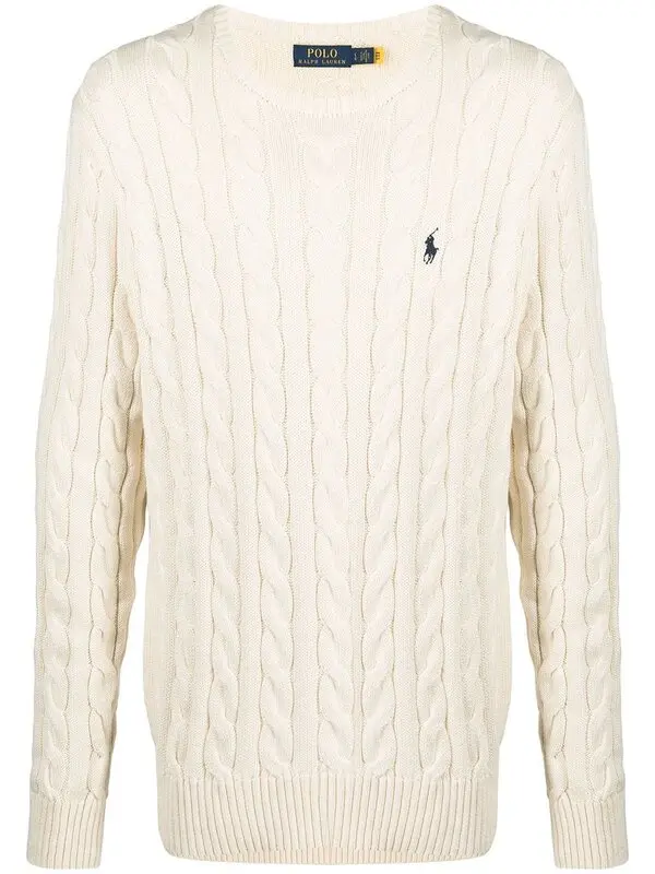 Polo Ralph Lauren V-neck Sweater With Logo - Beige
