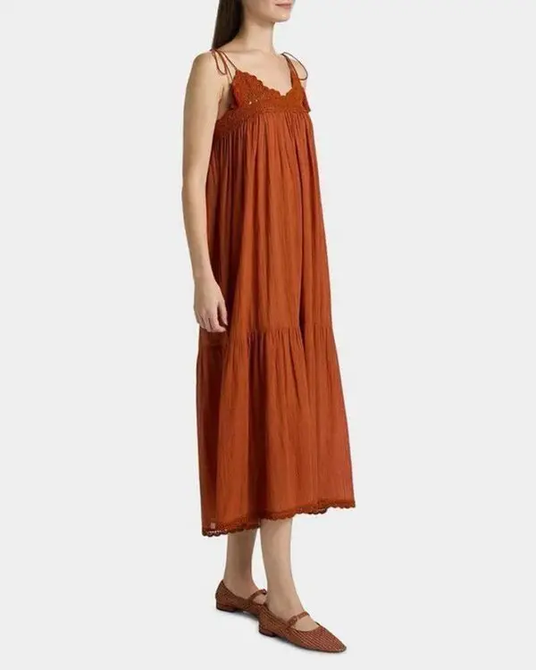 Ulla Johnson Linnea Crochet-trim Midi Sun Dress Coverup - Sienna