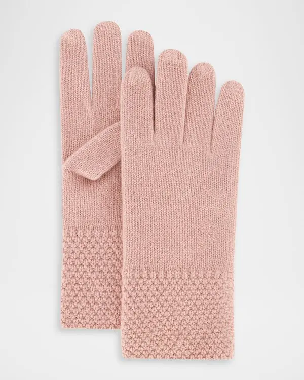 Gorski Cashmere Knit Gloves - Pink