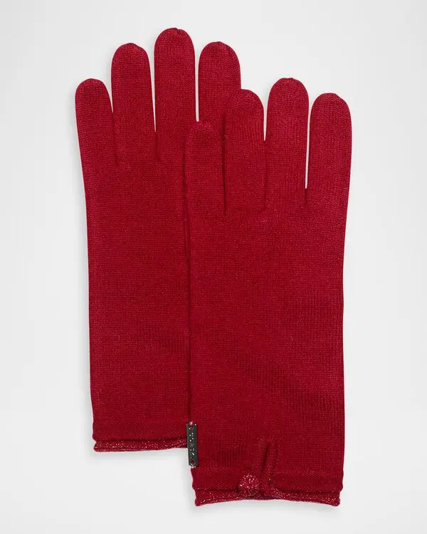 Gorski Knit Cashmere Gloves - Red