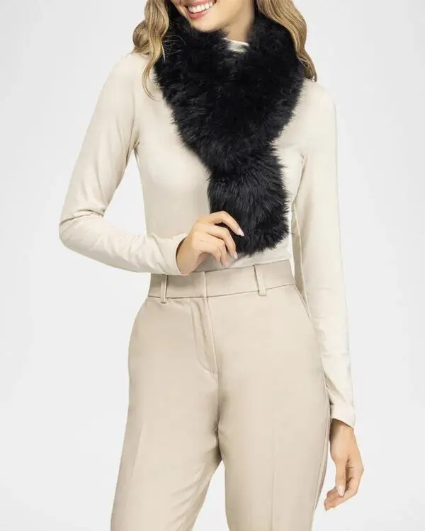 Gorski Knit Select Cashmere Goat Pull-through Scarf - Black