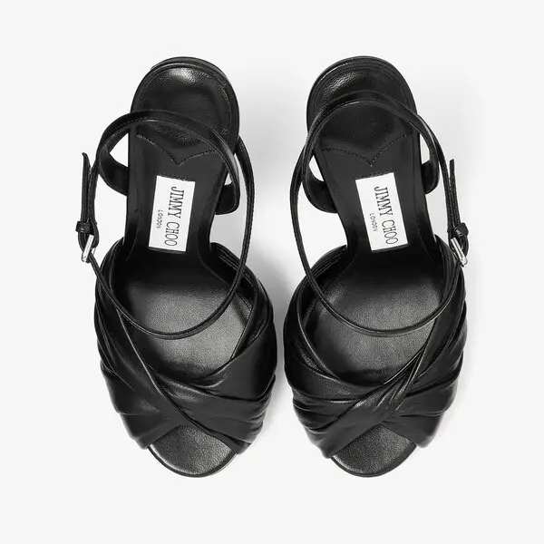 JIMMY CHOO Elly 120 Leather Sandals - Black
