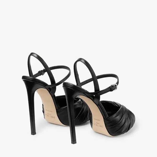 JIMMY CHOO Elly 120 Leather Sandals - Black