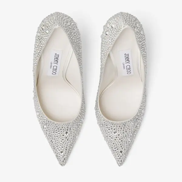 JIMMY CHOO Love 100 Satin Pumps With Crystal Embellishment - Neutral