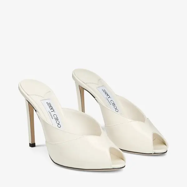 JIMMY CHOO Brigitte 100 Patent Leather Mules - Neutral