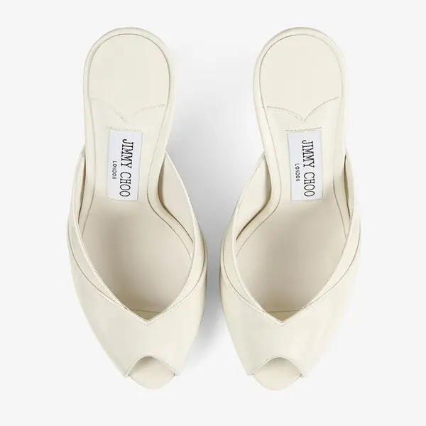 JIMMY CHOO Brigitte 100 Patent Leather Mules - Neutral