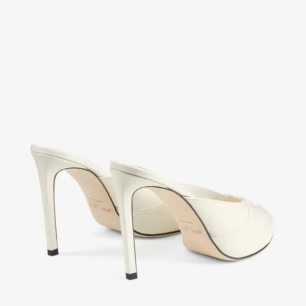 JIMMY CHOO Brigitte 100 Patent Leather Mules - Neutral