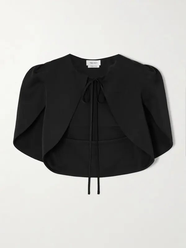 Alexander McQueen Cropped Cape-effect Satin-crepe Jacket