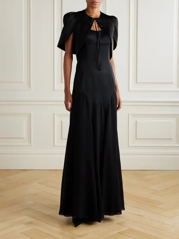 Alexander McQueen Cropped Cape-effect Satin-crepe Jacket