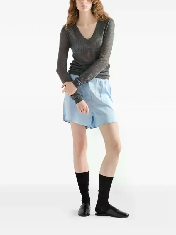 Prada Long-sleeve V-neck Sweater - Grey