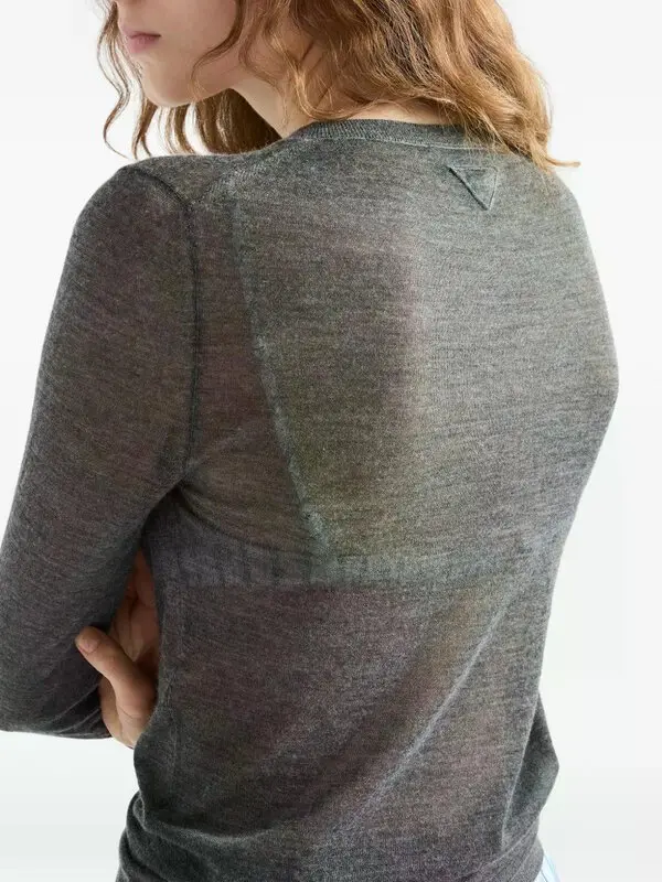 Prada Long-sleeve V-neck Sweater - Grey