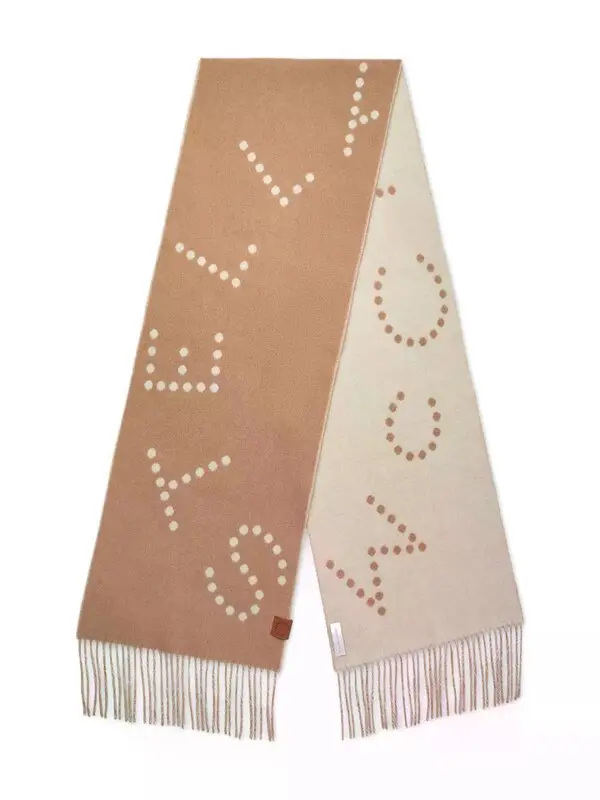 Stella McCartney Logo Dotted Fringed Scarf - Neutrals