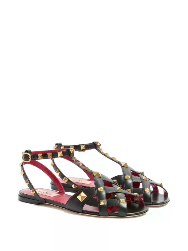 Valentino Garavani Studded Kidskin Sandals - Black