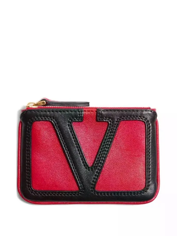Valentino Garavani Logo-detail Leather Card Holder - Red