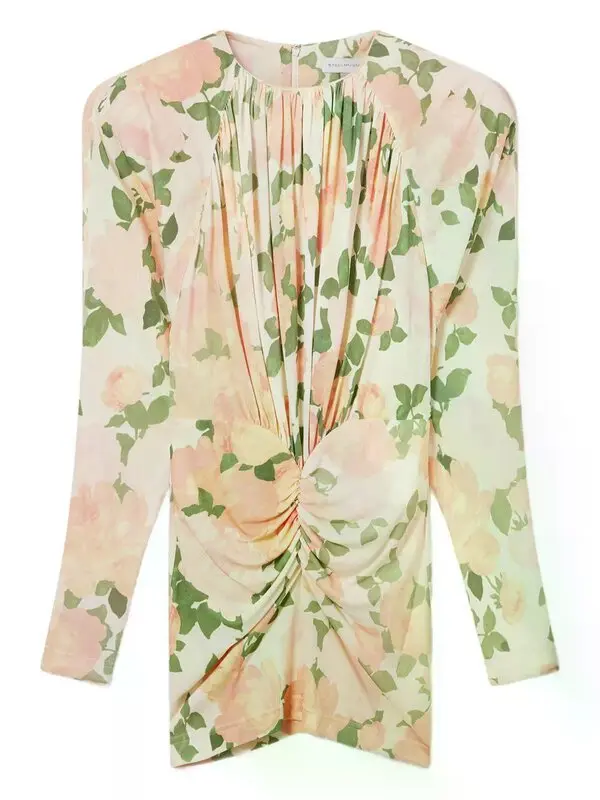 Stella McCartney Floral Gathered Mini Dress - Neutrals