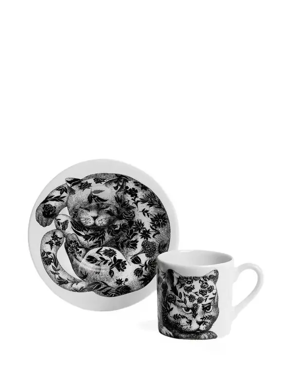 FORNASETTI Cat-print Coffee Cup Set