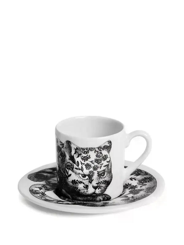 FORNASETTI Cat-print Coffee Cup Set