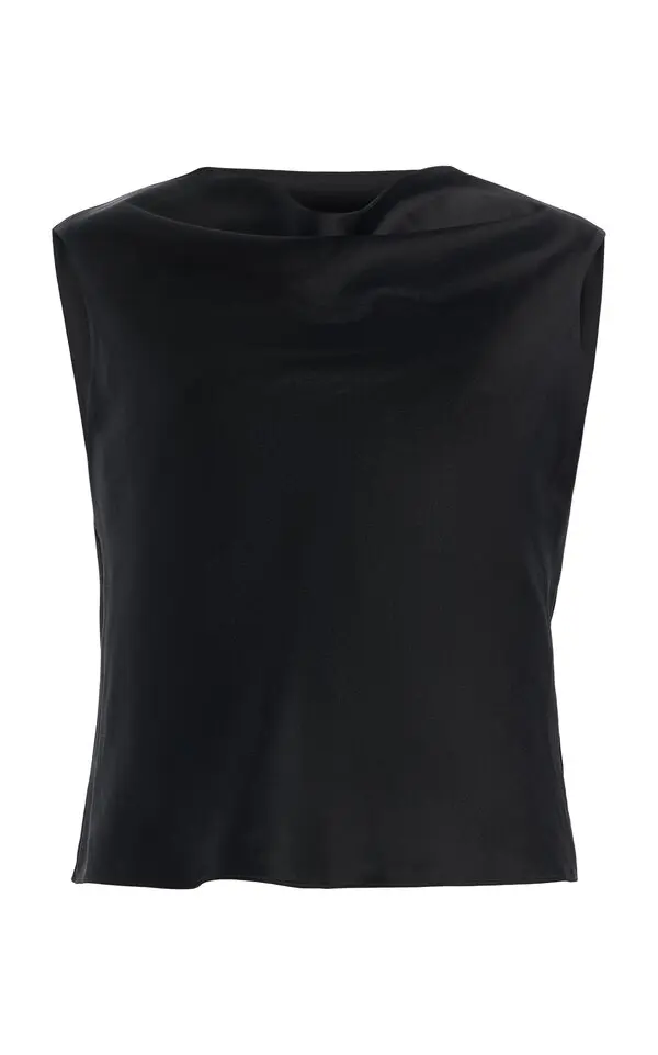 LESET Barb Satin Shell Top - Black